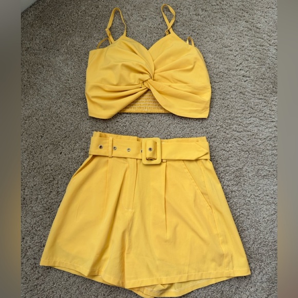SHEIN | Shorts | Yellow Two Piece Set Small | Poshmark